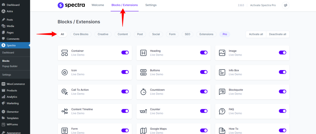 Spectra Dashboard - Spectra