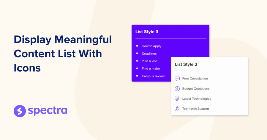 Spectra Icon List Block – Universal Communication with Icons
