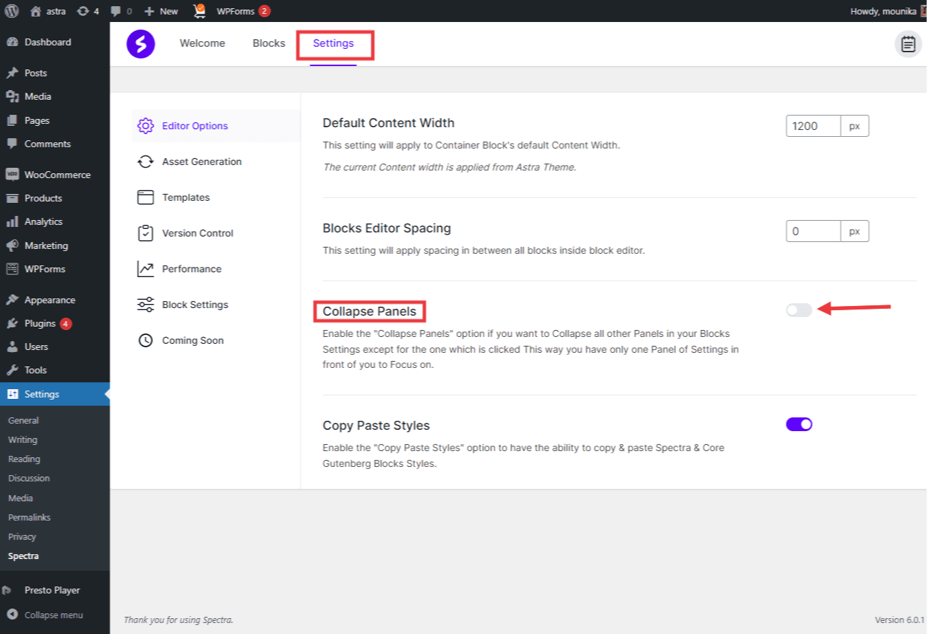 Spectra - Collapse Panels - Spectra