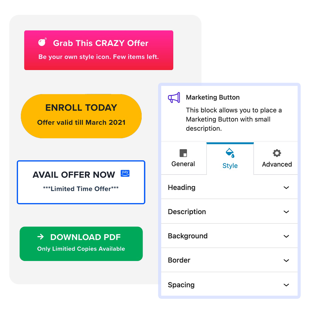 Spectra marketing buttons – Conversion boosting calls to action